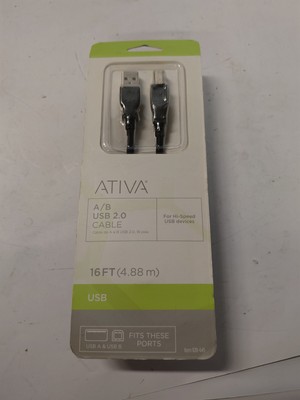 ATIVA A/B USB 2.0 Cable 16 Foot Cable New Sealed KT10266 | eBay