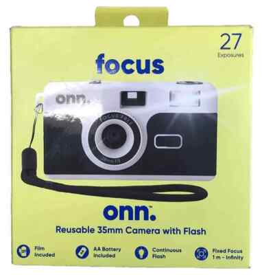 onn. Focus Reusable 35mm Camera with Flash + Film + Battery Included | eBay