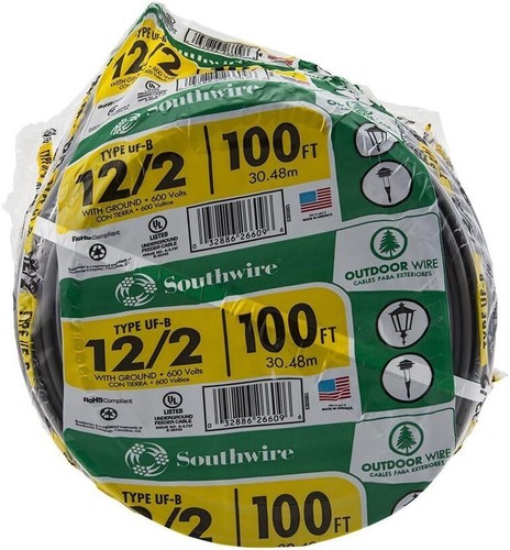Southwire Outdoor Wire, 12/2WG UF 100 Ft Coil, approved for direct ...