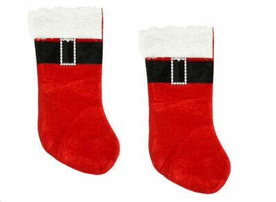 Red Santa Christmas Stockings, 2 Pack, with Rhinestone Belt | eBay