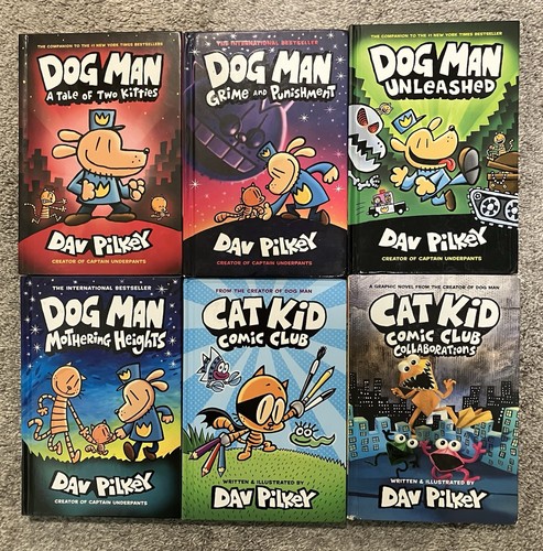 Lot Of 6 Dog Man / Cat Kid HC Book Set Dav Pilkey Children’s ...