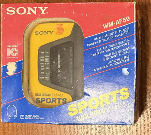 Sony Walkman WM-AF59 Yellow Water-Resistant FM/AM Cassette Player Auto ...
