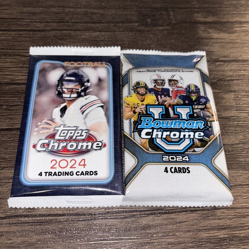 2024 Topps Chrome Football-4 Card Pack & 2024 Bowman Chrome U Football ...