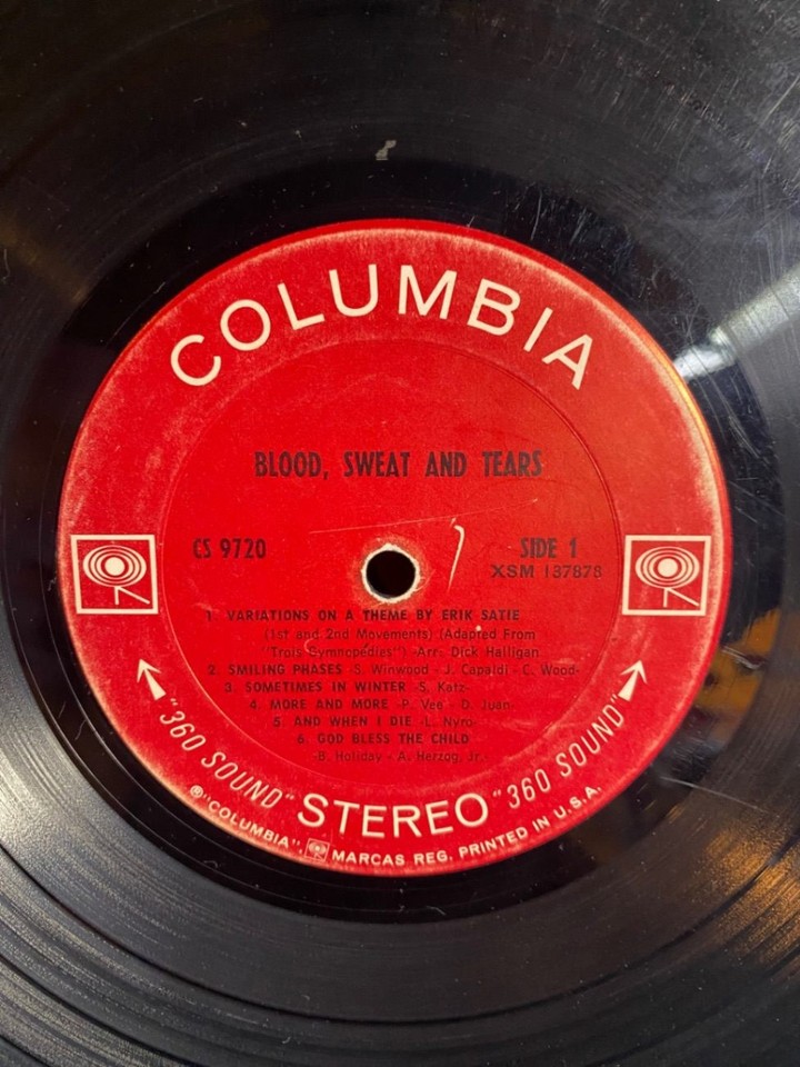 Blood Sweat Tears Self Titled Album Vinyl LP 1968 Columbia 360 Sound ...