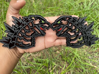 Godzilla Emblem Badges Green Eye Custom New Matte Black | eBay