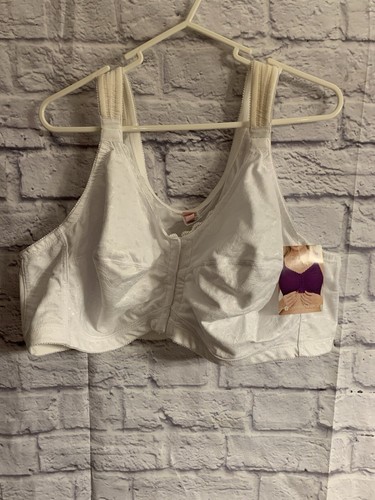 Comfort Choice Women's Plus Size Cotton Front-Close Wireless Bra 54B ...