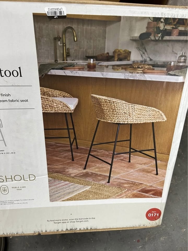 Landis Woven Backed Counter Height Barstool with Cushion | eBay