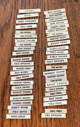 Salvaged Antique Cutlery Canteen Placing Labels Tabs - Job Lot | eBay UK