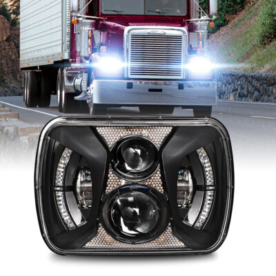 For Freightliner FL50 FL60 FL70 FL80 MT35 MT45 7x6'' 5x7 LED Headlight ...