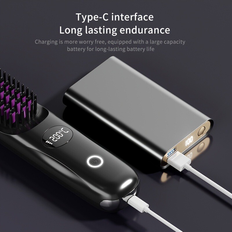 Wireless Hair Straight Comb Portable Cordless Hair Straightener Brush ...