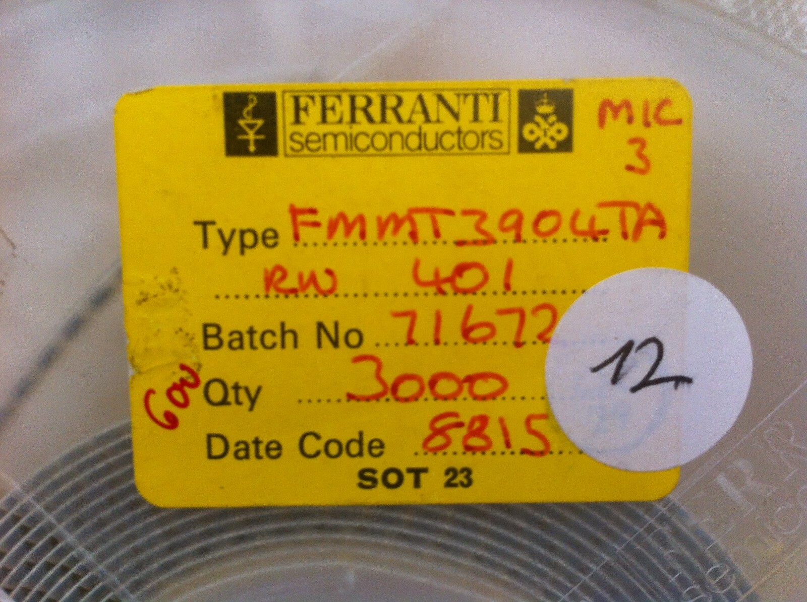 FMMT3904TA - FERRANTI - 600 pcs - TRANS NPN 40V 0.2A SOT23-3 | eBay