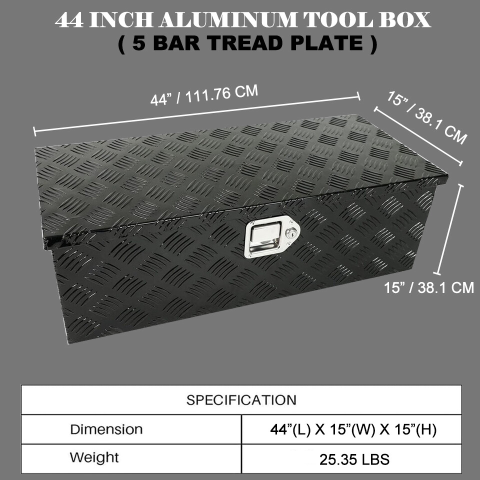Aluminum 44"X15"X15" Heavy Duty Pickup Truck Bed Storage Tool Box w ...