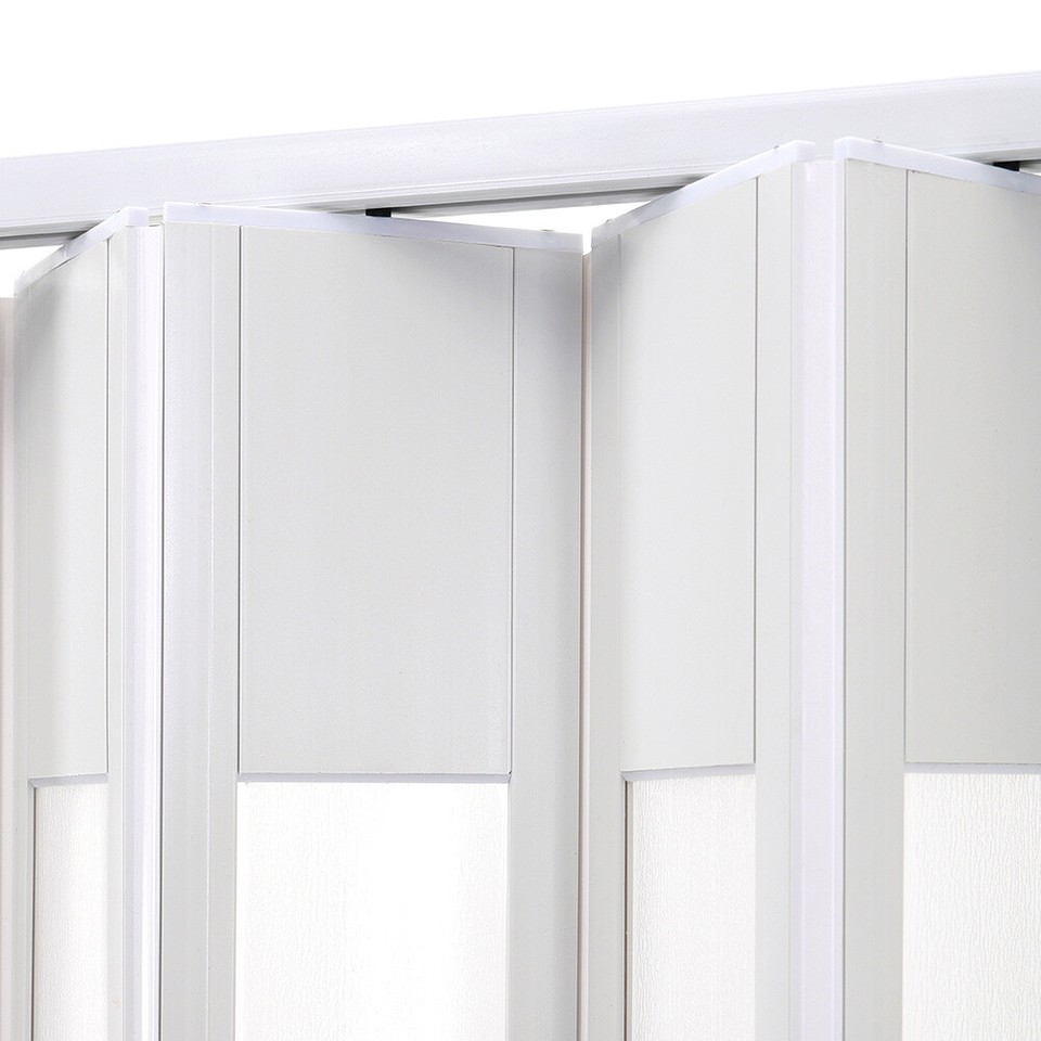 PVC Indoor Home Folding Concertina Sliding Door Glass Panel Washable Bi ...
