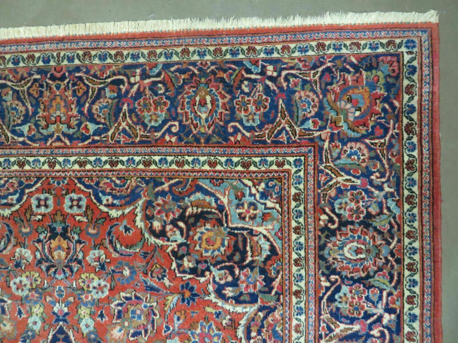 Oriental Rug 4x7 Red Navy Blue Antique Vintage Hand Knotted Fine Wool ...