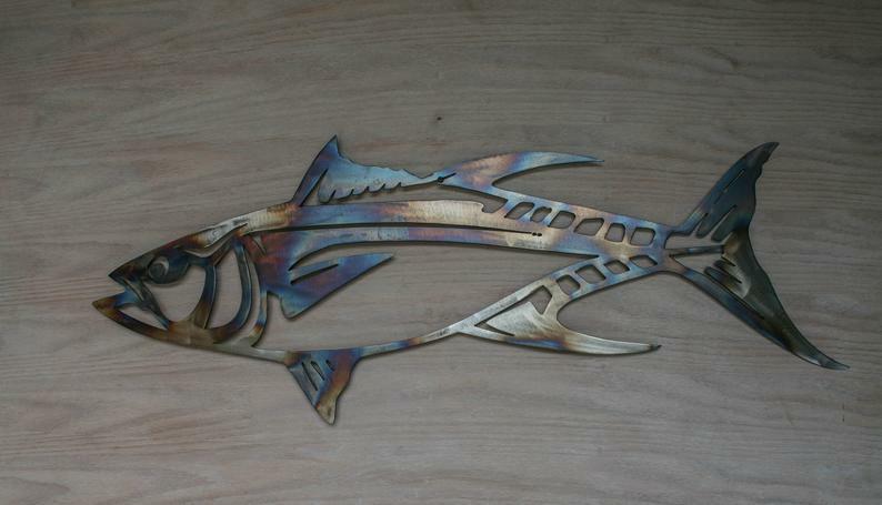 Tuna fish sign wall art wall decor metal sign handmade fish art yard ...