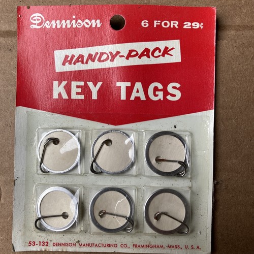 6 Vintage Dennison Key Tags No. 53-132 Car Auto Home Locks New | eBay
