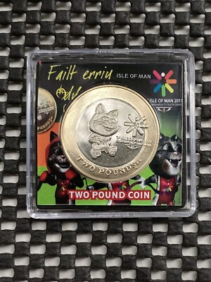 GC Tosha Cat £2 Coin IoM Commonwealth Youth Games Toshi Cat Two Pound ...