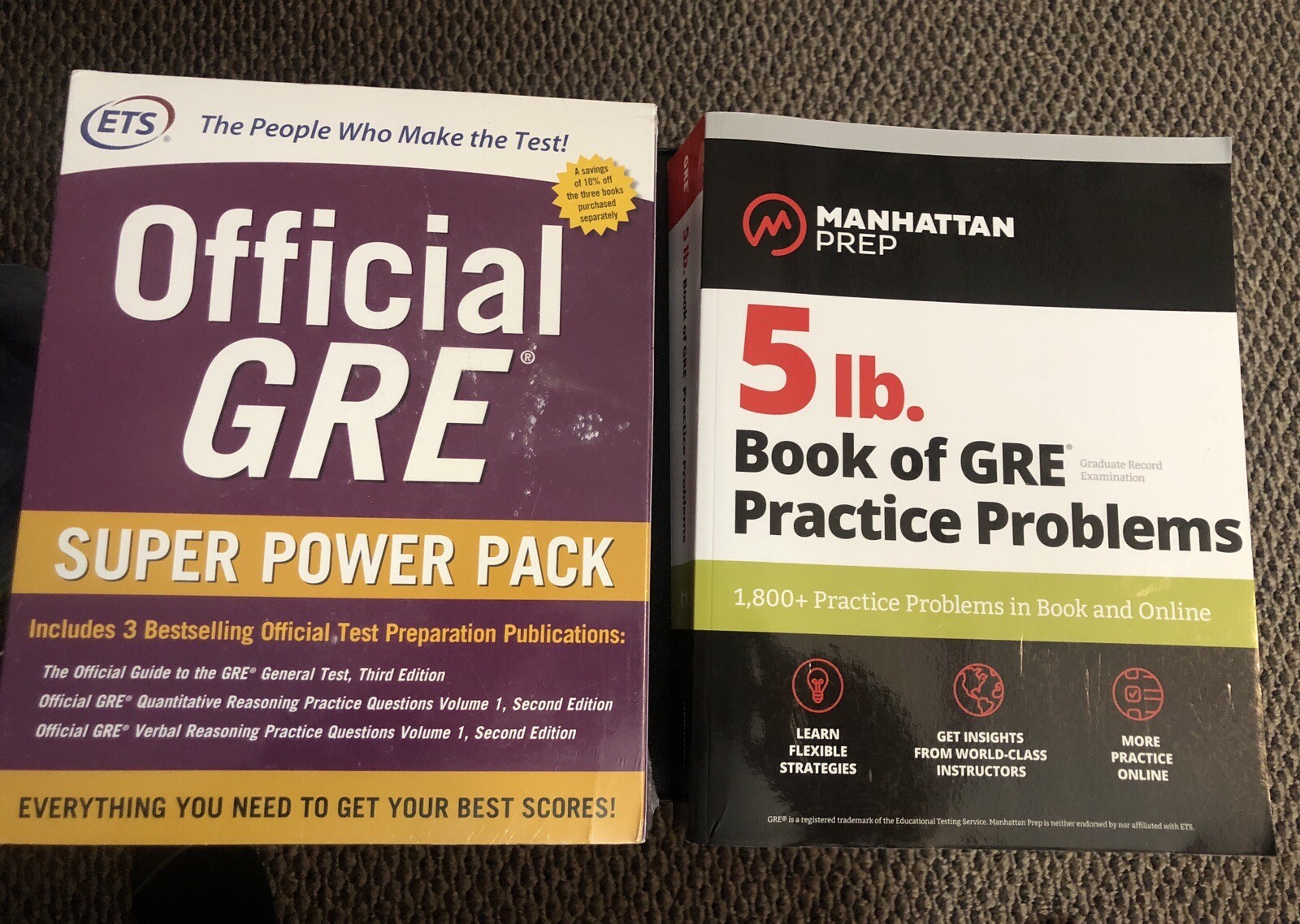 Sealed Official GRE Super Power 3 Pack + 5lb Book GRE Practice Problems ...