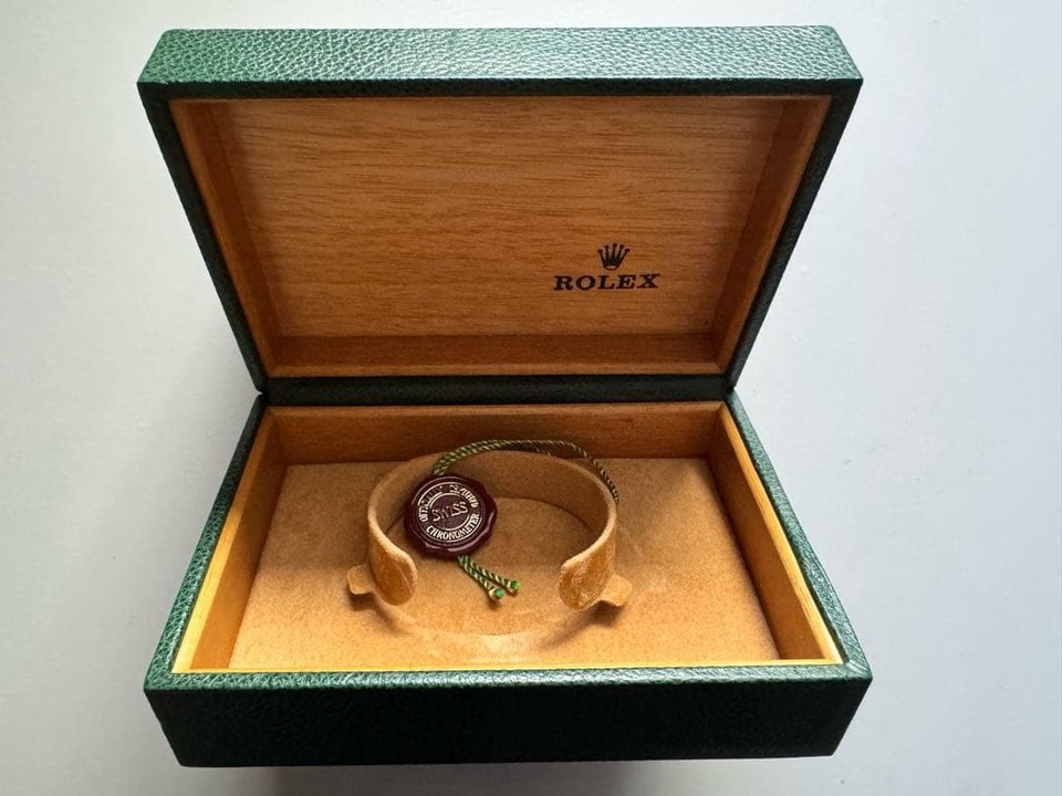 ROLEX Watch Case Green Leather Wooden Box Vintage Rare Japan Collector ...