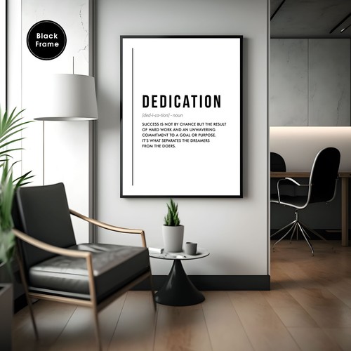 Dedication Definition Poster, Motivational Wall Art, Motivational ...