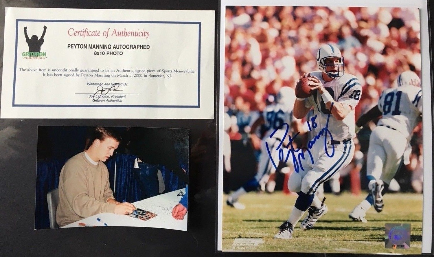 PEYTON MANNING 8X10 Autograph Photo W/ Certificate Of Authenticity ...