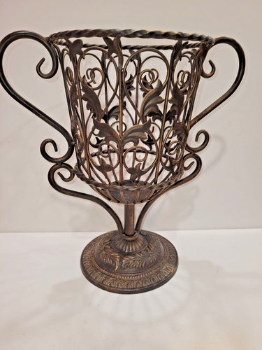 Metal Wire Urn Planter 12.5” Tall French Country Scrolled Decorative In ...