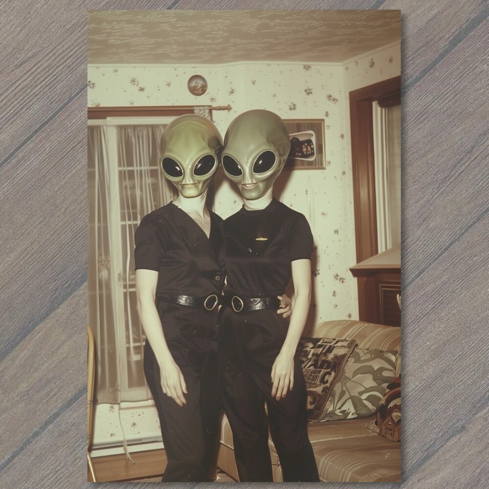 8.5x11" Alien Masks 70s Vibe 1970s Old Looking Halloween Weird Strange ...