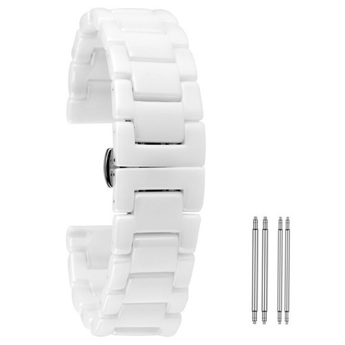 Black/White 18/20/22mm Adjustable Ceramics Watch Band Replacement Wrist ...