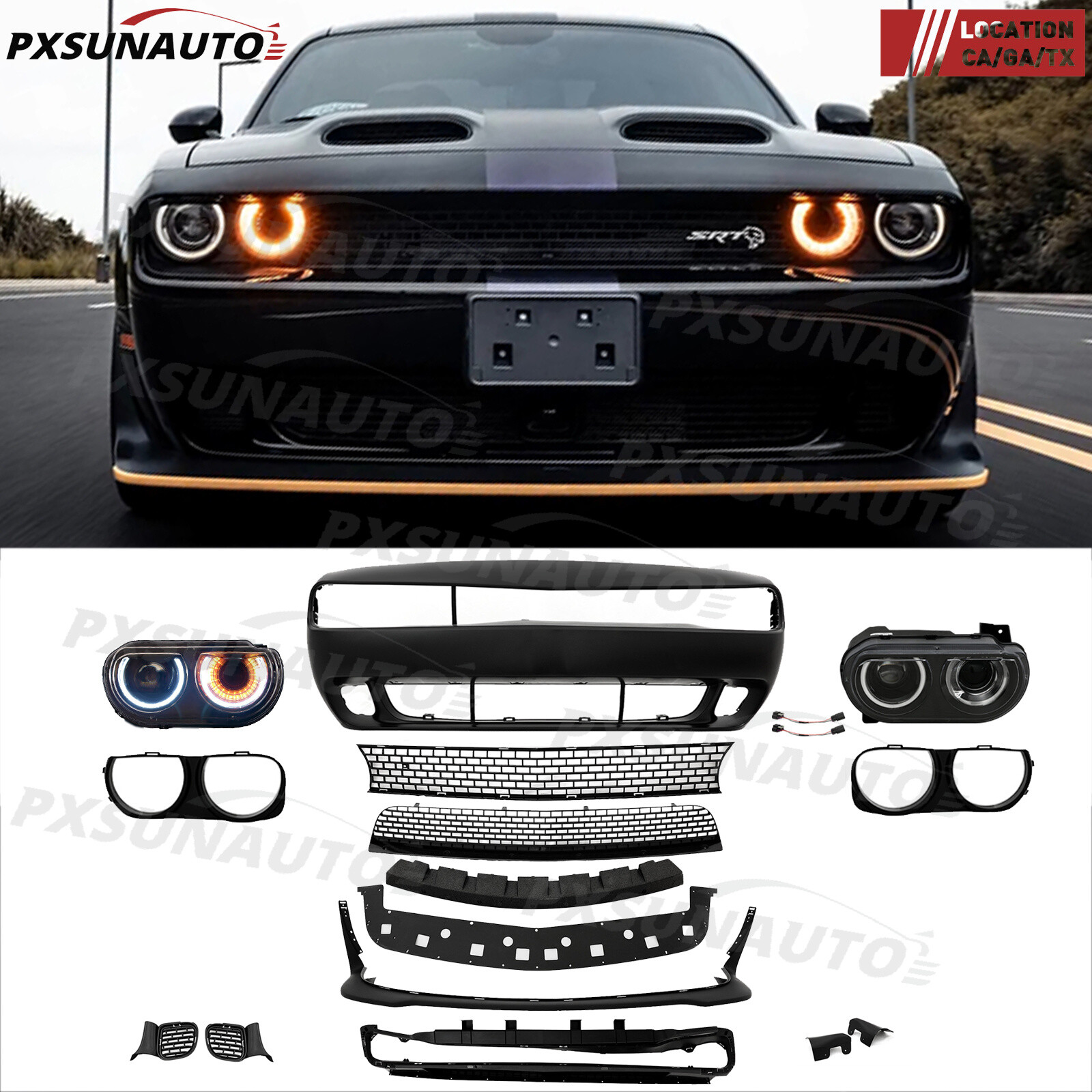 Fit For 2008-2014 Dodge Challenger Hellcat Style Front Bumper ...