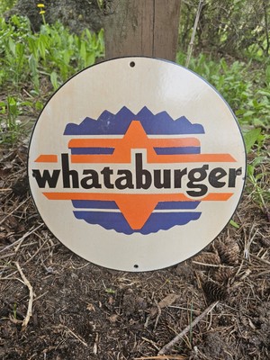 RARE VINTAGE WHATABURGER PORCELAIN SIGN, FOUND IN AUCTION HOUSE IN ...