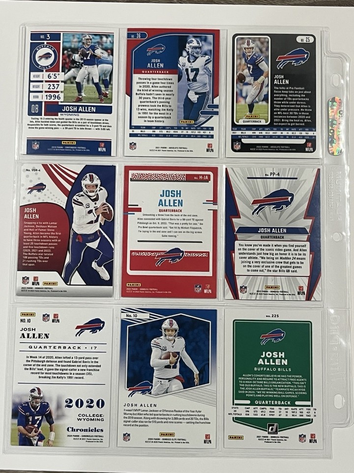 (9) Different Josh Allen Football Card Lot Buffalo Bills | eBay