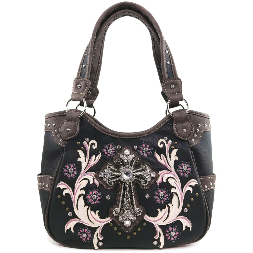 Justin West Embroidery Summer Flowers Cross Conceal Carry Shoulder ...
