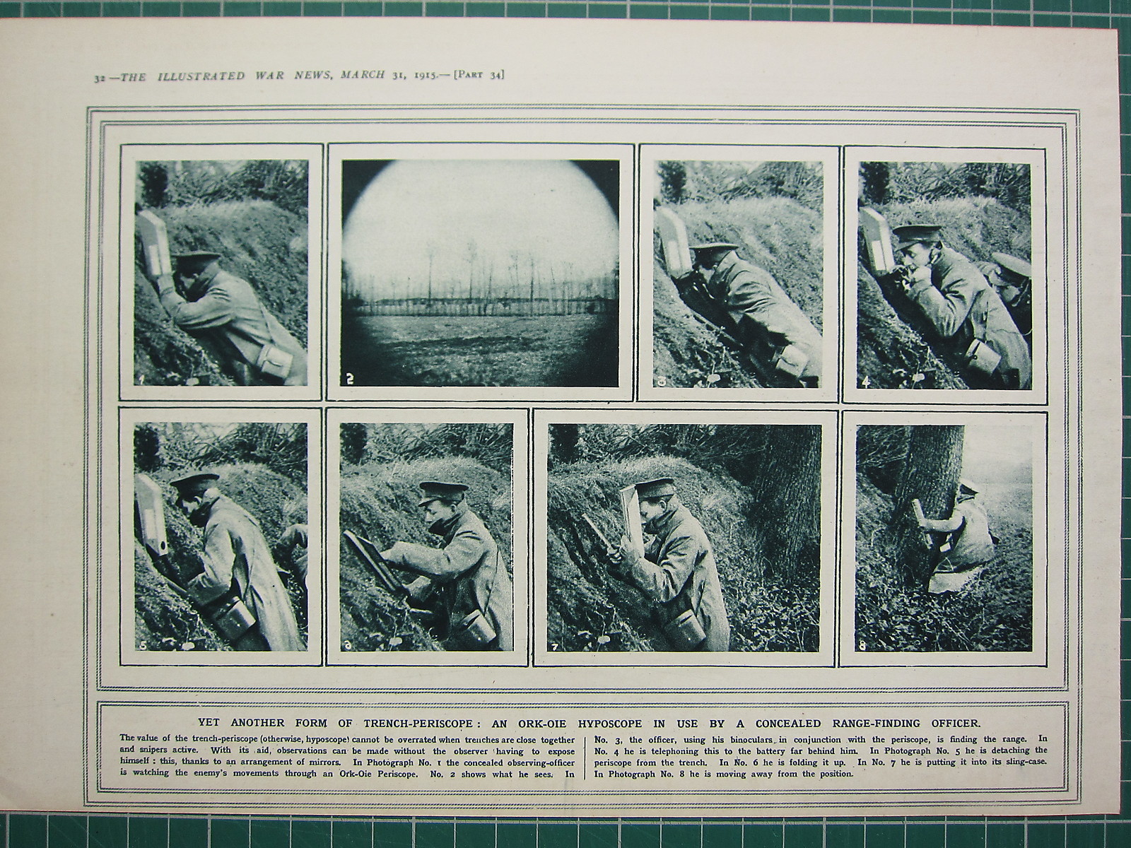 1915 WWI WW1 PRINT ~ TRENCH PERISCOPE ORK-OIE HYPOSCOPE CONCEALED RANGE ...
