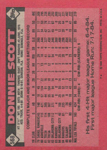 1986 Topps Baseball Donnie Scott #568 | eBay