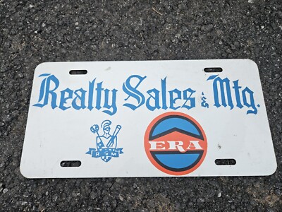 Vintage 1970's Realty Sales & Mortgage Booster License Plate ERA | eBay