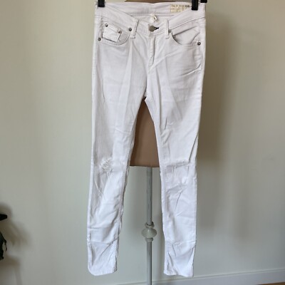 Rag & Bone White PFD Distressed Mid Rise Skinny Jeans W15020337 EUC ...