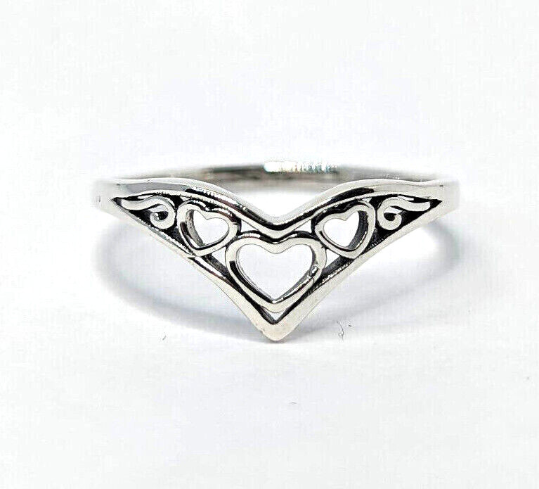Filigree V Shaped Heart Sterling Silver Promise Ring NEW | eBay