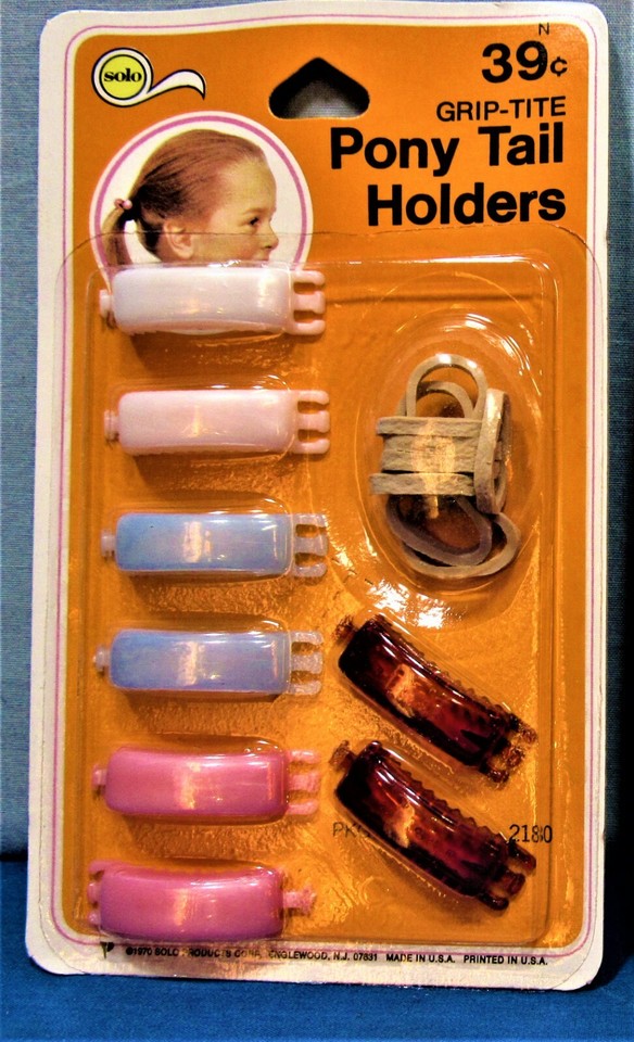 Pony Tail Holders ~ 1970 ~ Unopened Dime Store Packages ~ 8 Sets of 8 ...
