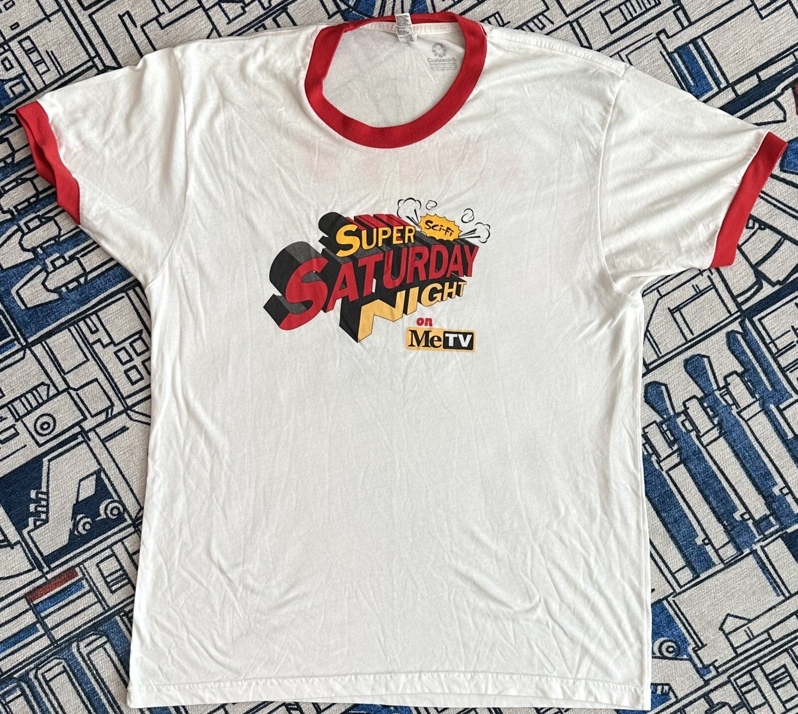 Metv Super SciFi Saturday Night Ringer shirt sz Men's LARGE Free Ship ...