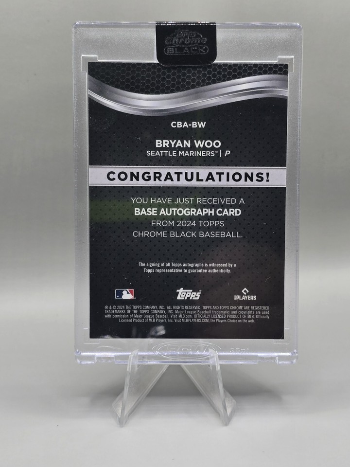 2024 Topps Chrome Black CBA-BW BRYAN WOO RC Auto Rookie Seattle ...