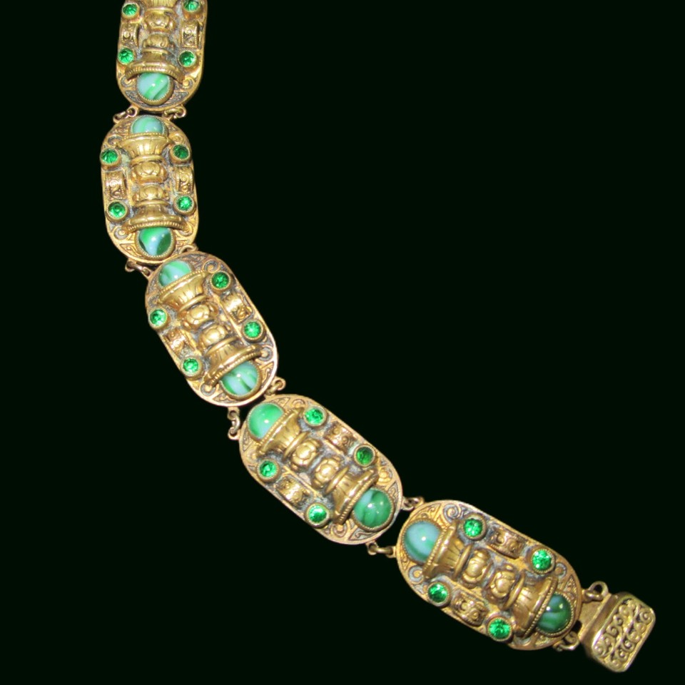 VTG Antique Art Deco Egyptian Revival Neiger Green Turquoise Czech ...