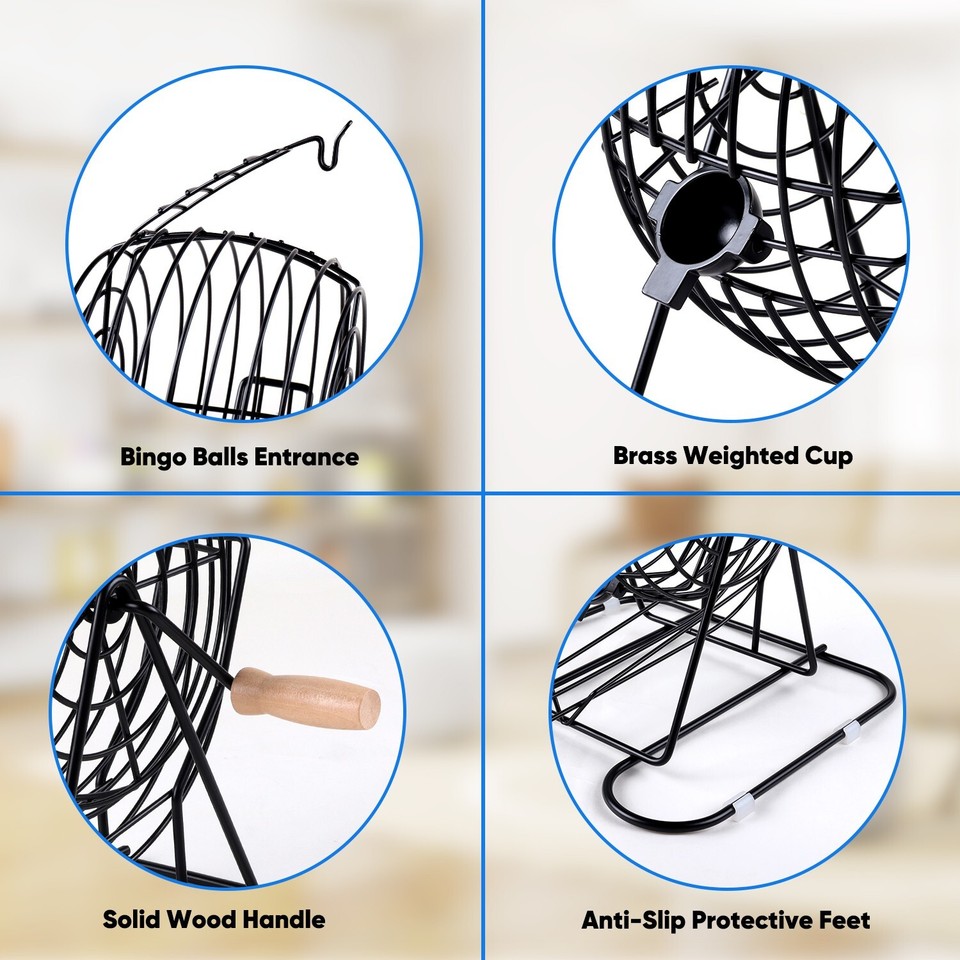 Deluxe Bingo Game Set w/Large Bingo Cage, Bingo Balls, 50 Bingo Cards ...