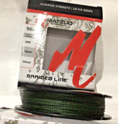150yds Low-Vis GREEN Braid 50lb MATZUO Braided Fishing Line Bass ...