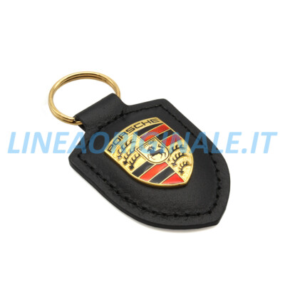 Portachiavi in Pelle Nera con Stemma in Metallo ORIGINALE Porsche ...