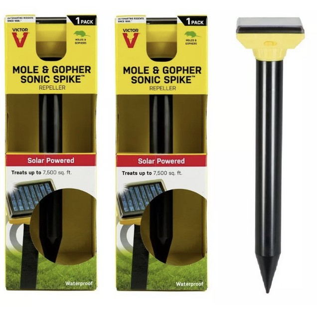 Victor Mole & Gopher Sonic Repellent Spike Solar Powered Waterproof ...