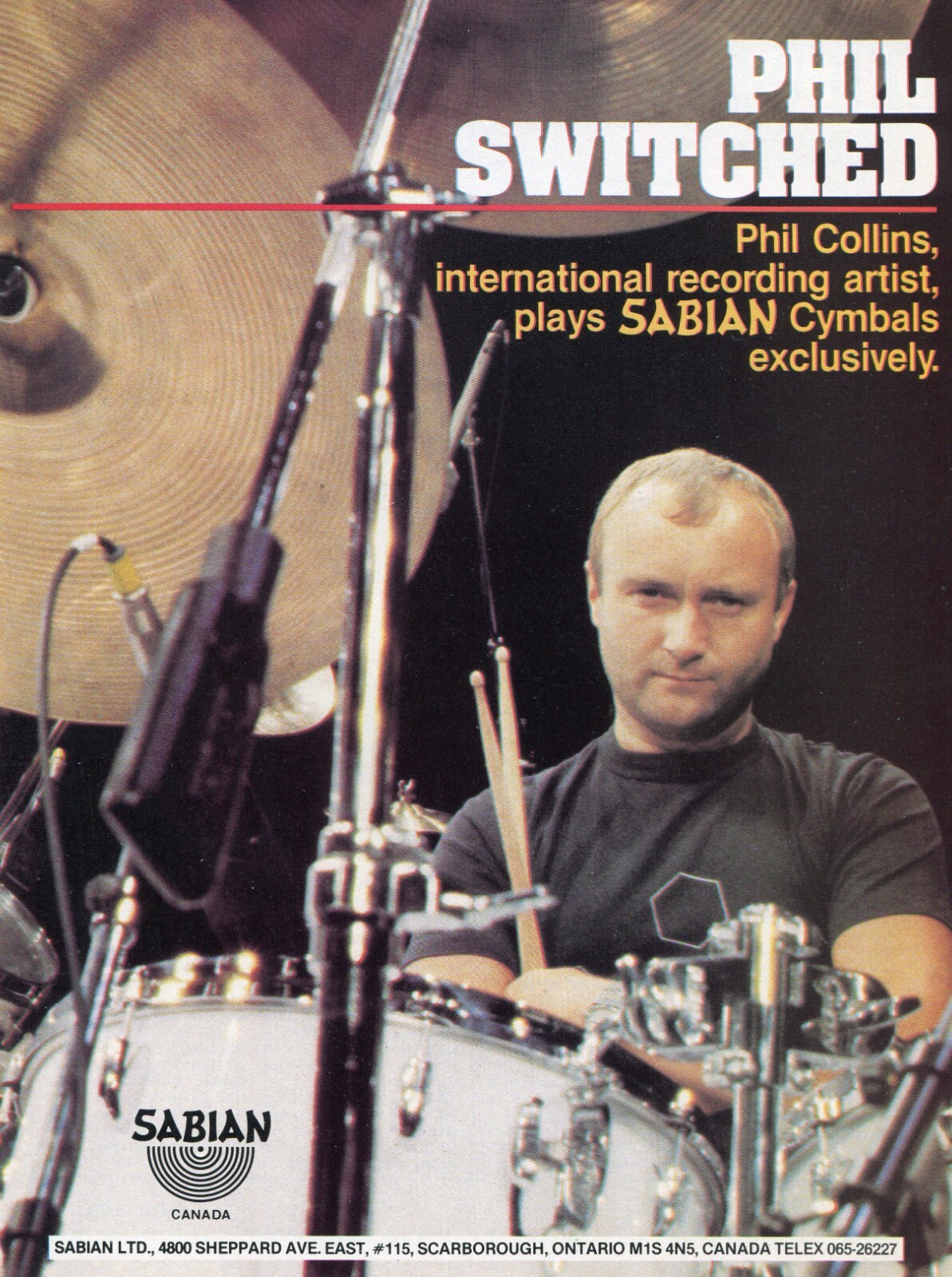 1983 Print Ad of Sabian Drum Cymbals w Phil Collins, Phil Switched | eBay