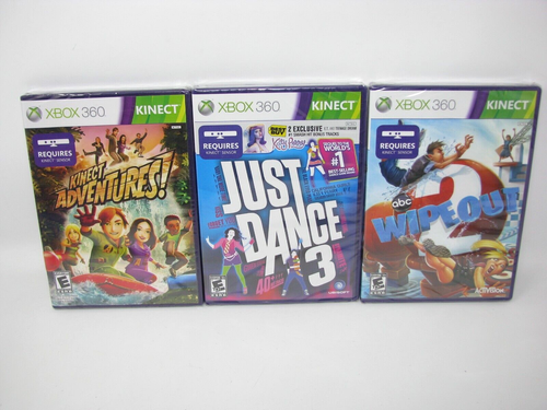 Lot of 3 XBOX 360 Kinect Games Wipeout 2, Just Dance 3, Adventures New ...