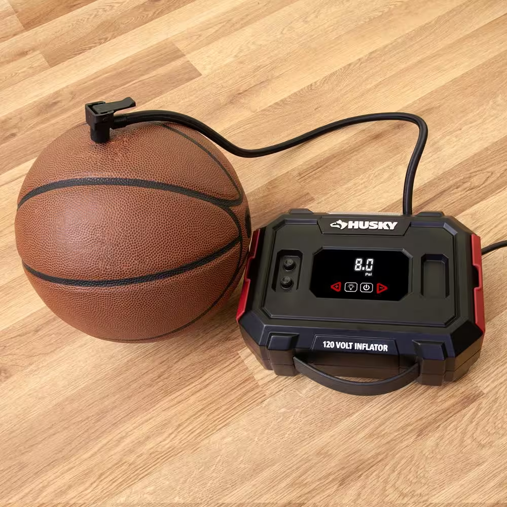 Husky 120-Volt Inflator Digital Gauge for Sports Equipment Car Tire Air ...