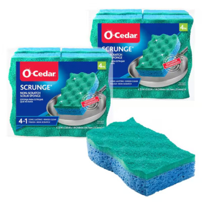 O-Cedar Scrunge Multi-Use Sponges (8 Count) – No Scratch, Durable ...