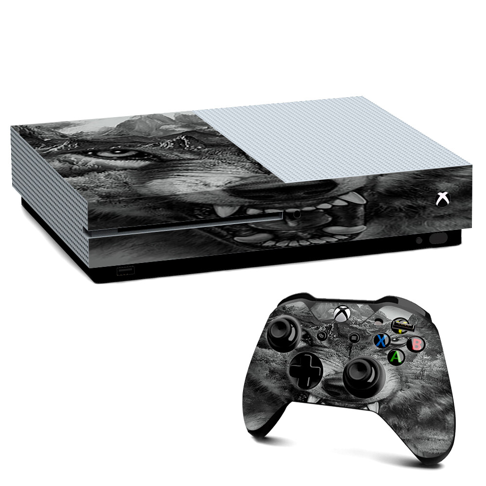 Xbox One S Console Skins Decal Wrap ONLY Angry Wolf Growling Mountains ...
